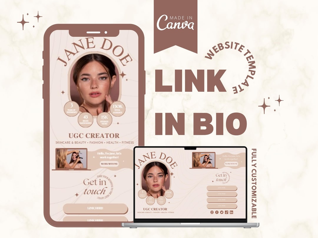 Link in Bio Canva Editable Template, Instagram Link Landing Page ...