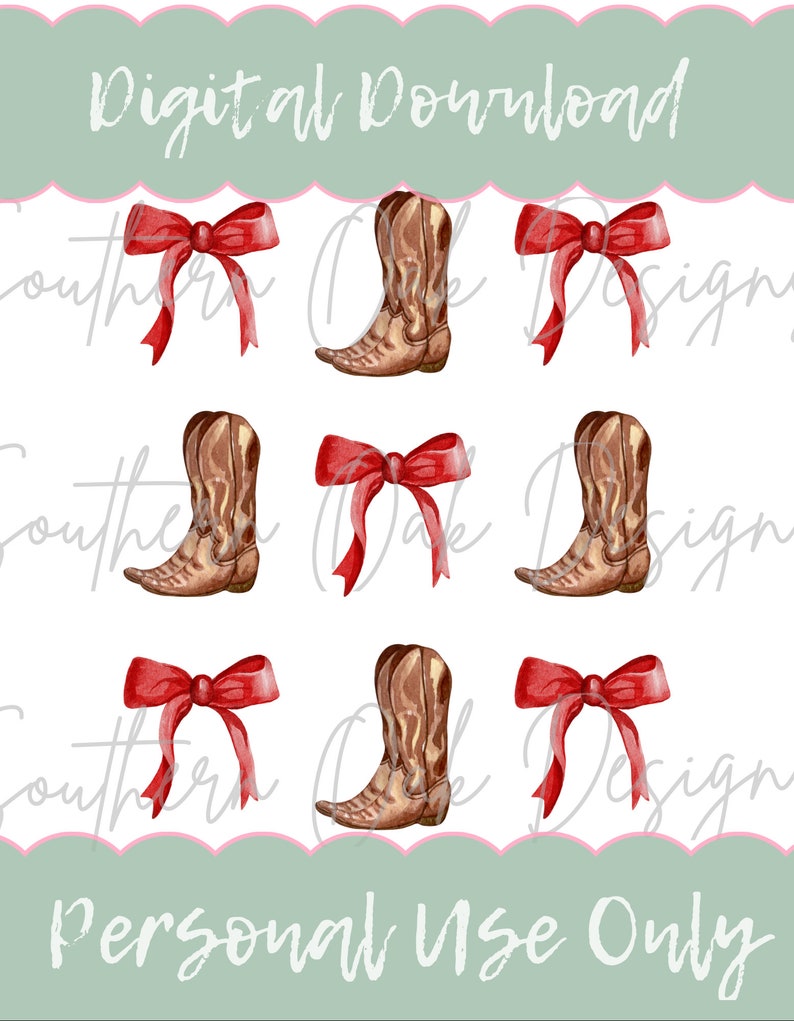 Cute Boot Design / Boots and Bows PNG / Boot PNG / Western PNG - Etsy
