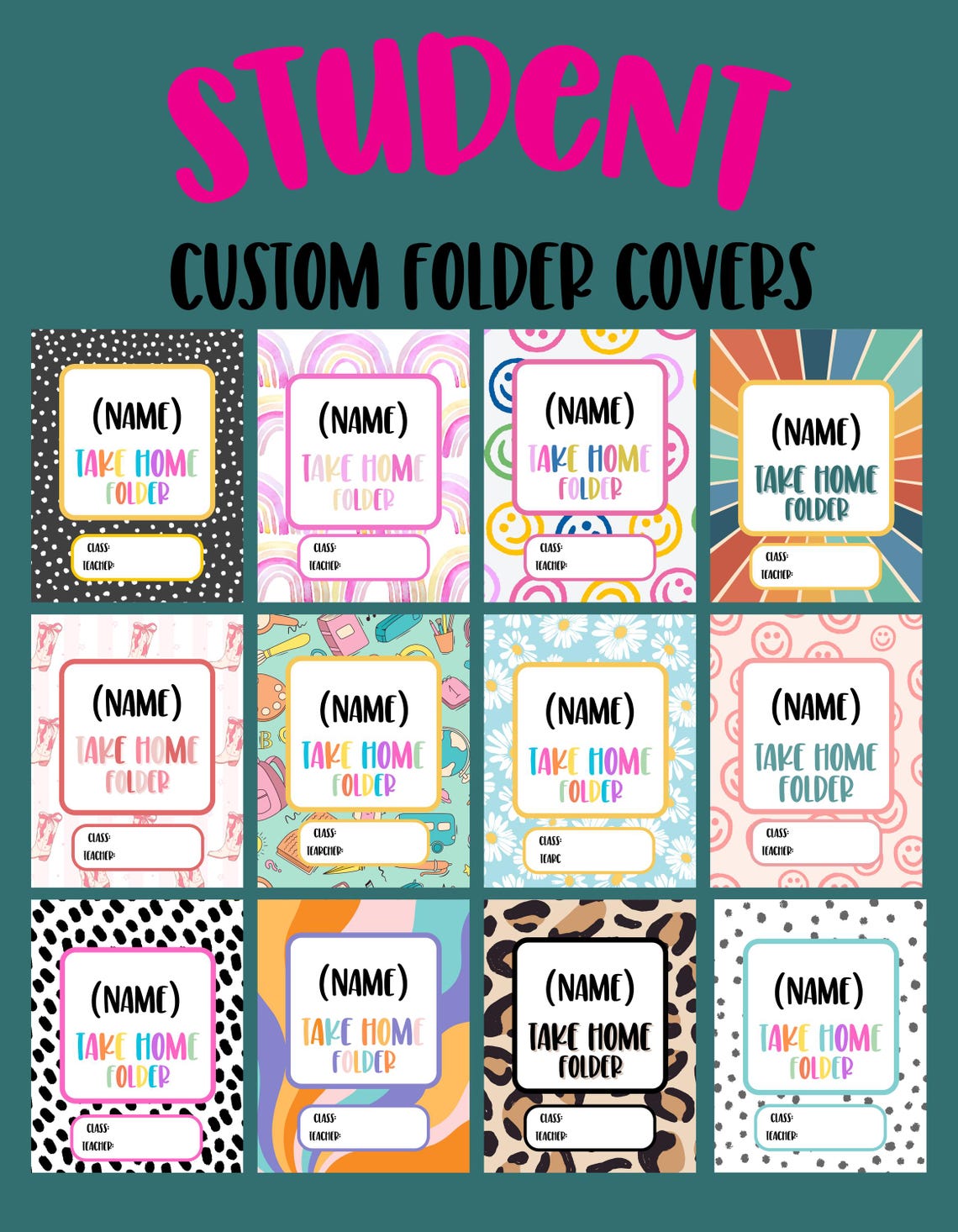 School Folder Covers / Teacher Templates / Teacher Printable / Student ...