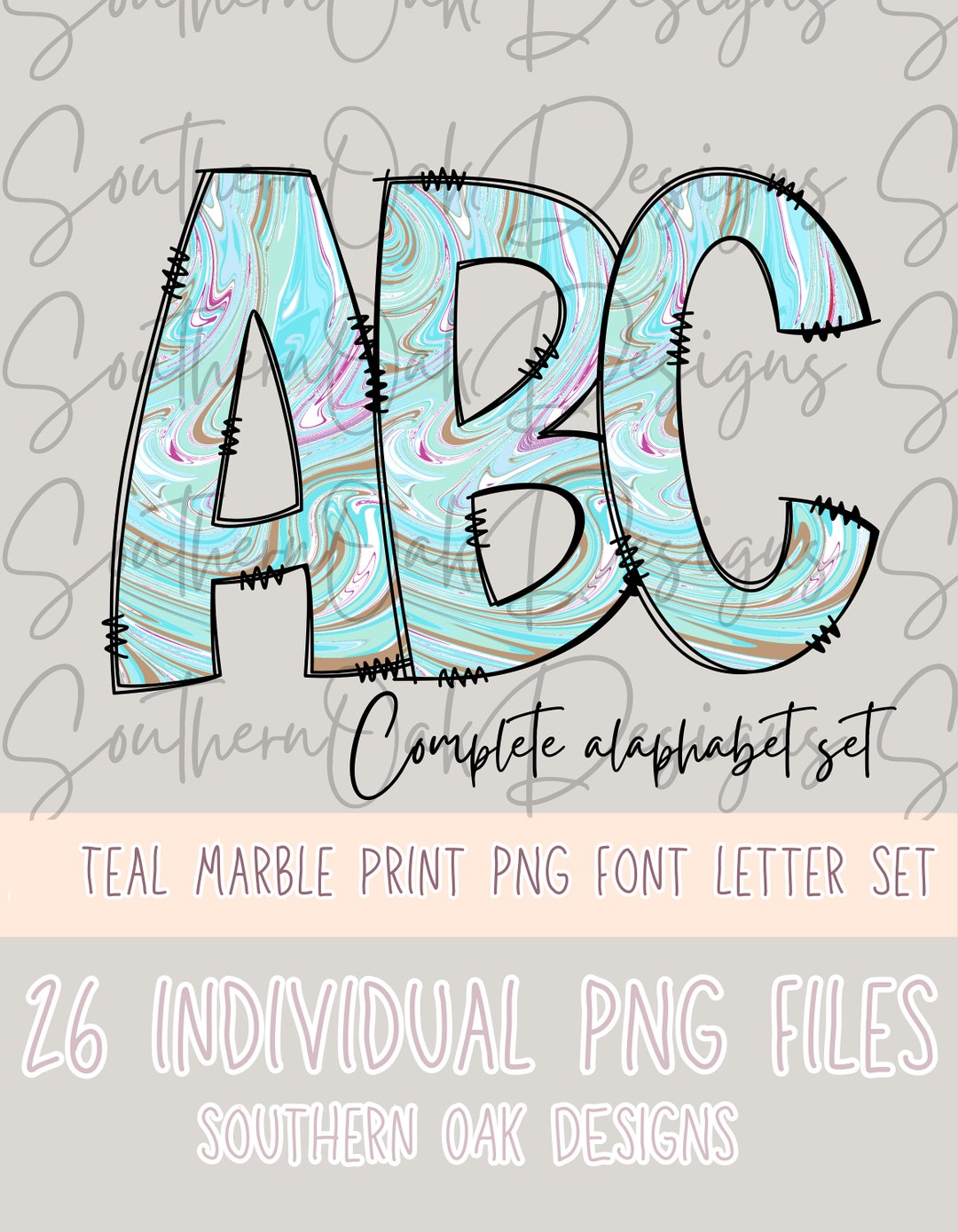 Aqua Marble Letter Font PNG / Pink Doodle Letters PNG / Digital ...