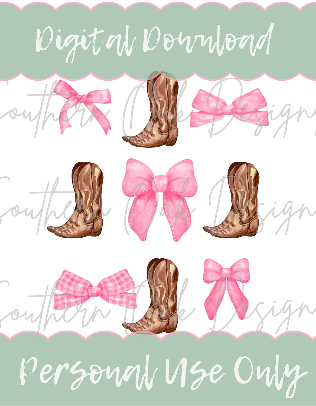 Cute Boot Design / Boots and Bows PNG / Boot PNG / Western PNG - Etsy