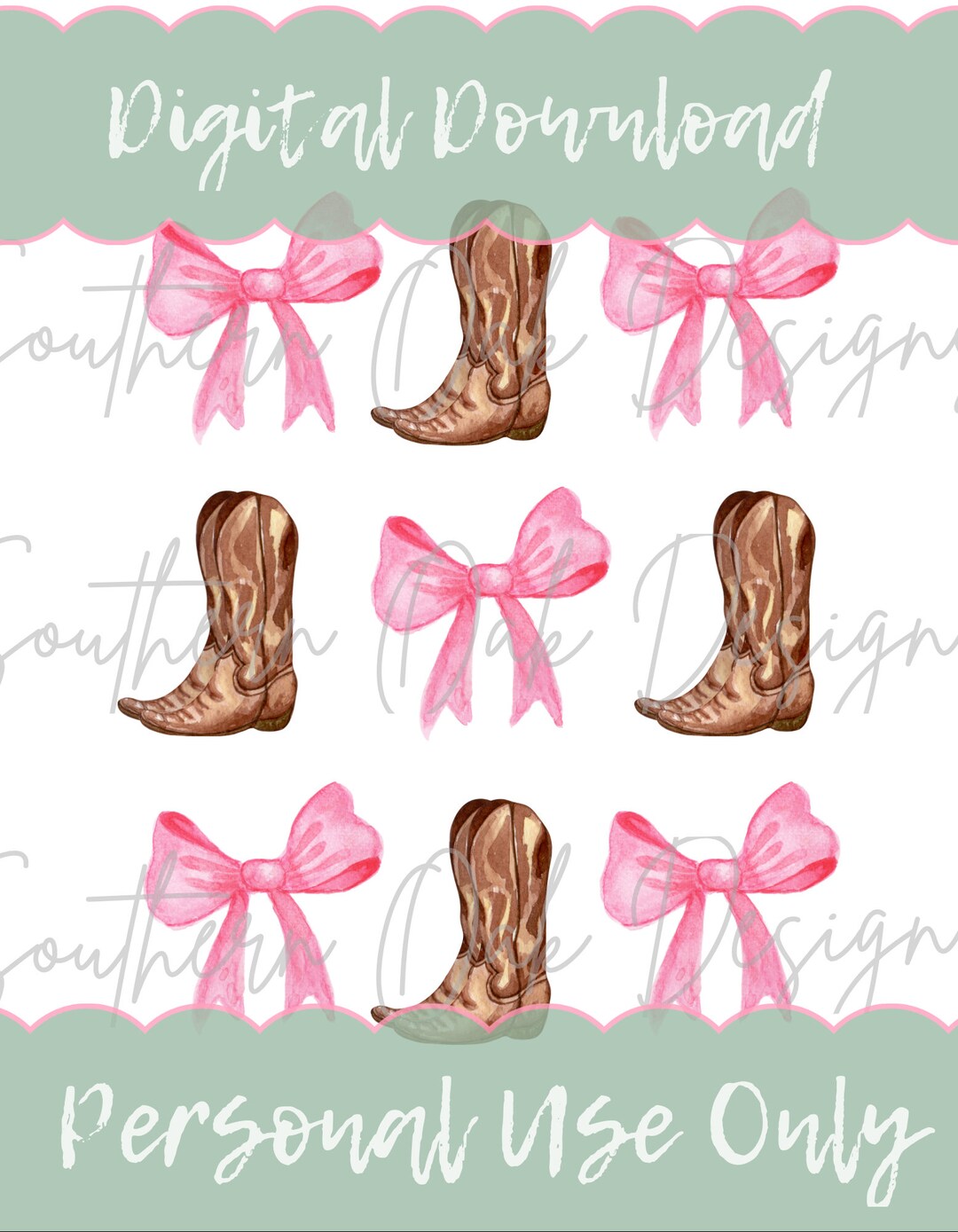 Cute Boot Design / Boots and Bows PNG / Boot PNG / Western PNG - Etsy