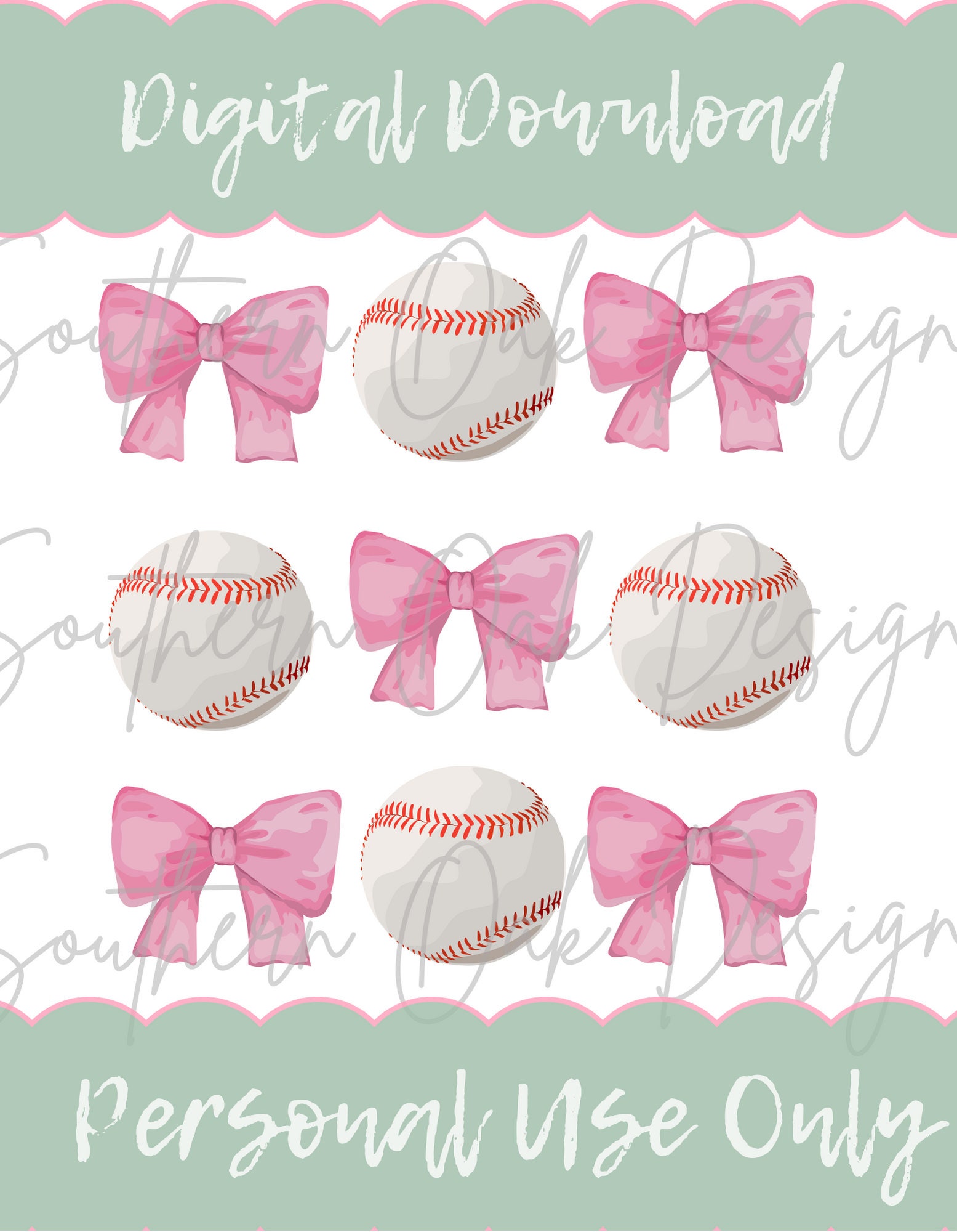 Baseball PNG / Baseball and Bows / Baseball and Bows Png / Cute ...
