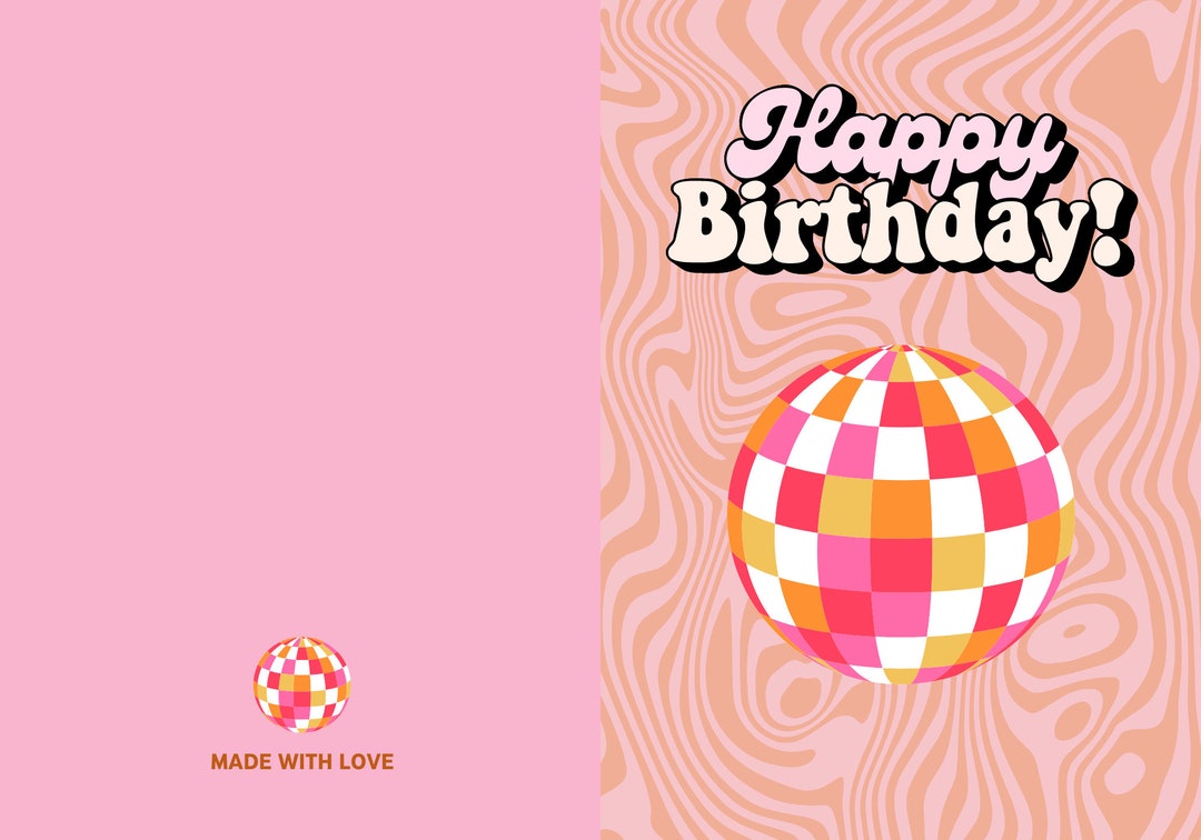 Disco Birthday Card Digital Download - Etsy