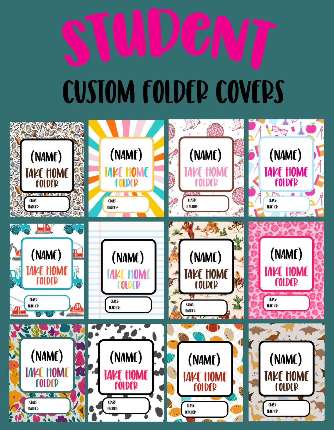 School Folder Covers / Teacher Templates / Teacher Printable / Student ...