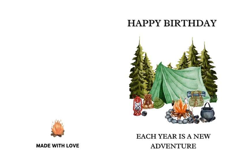 Happy Birthday Camping Card - Etsy
