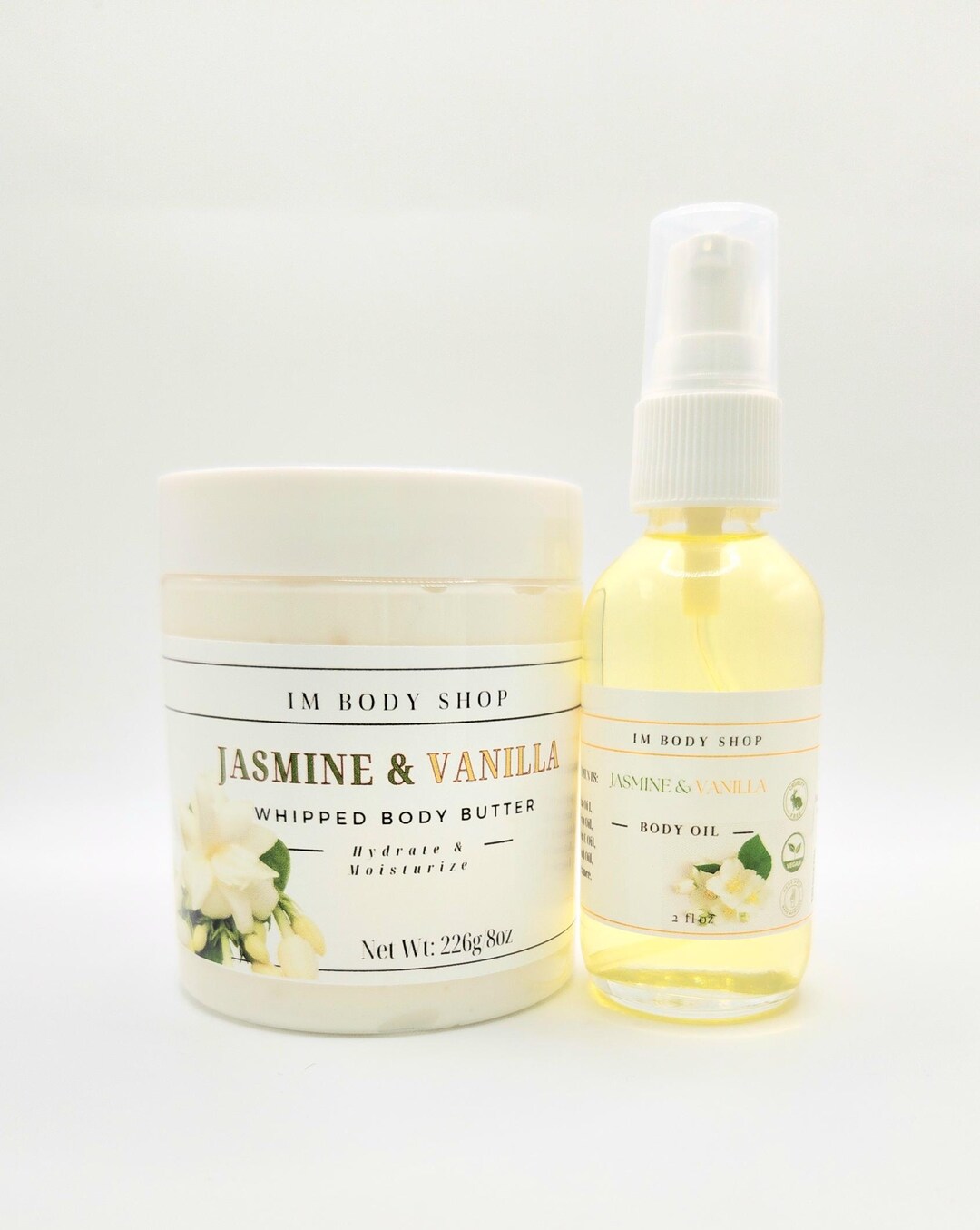 Jasmine Vanilla Body Butter & Oil Set: Vegan Organic Skincare - Etsy