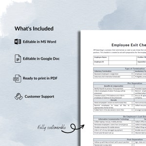 Exit Checklist Template Offboarding Checklist HR Tools - Etsy