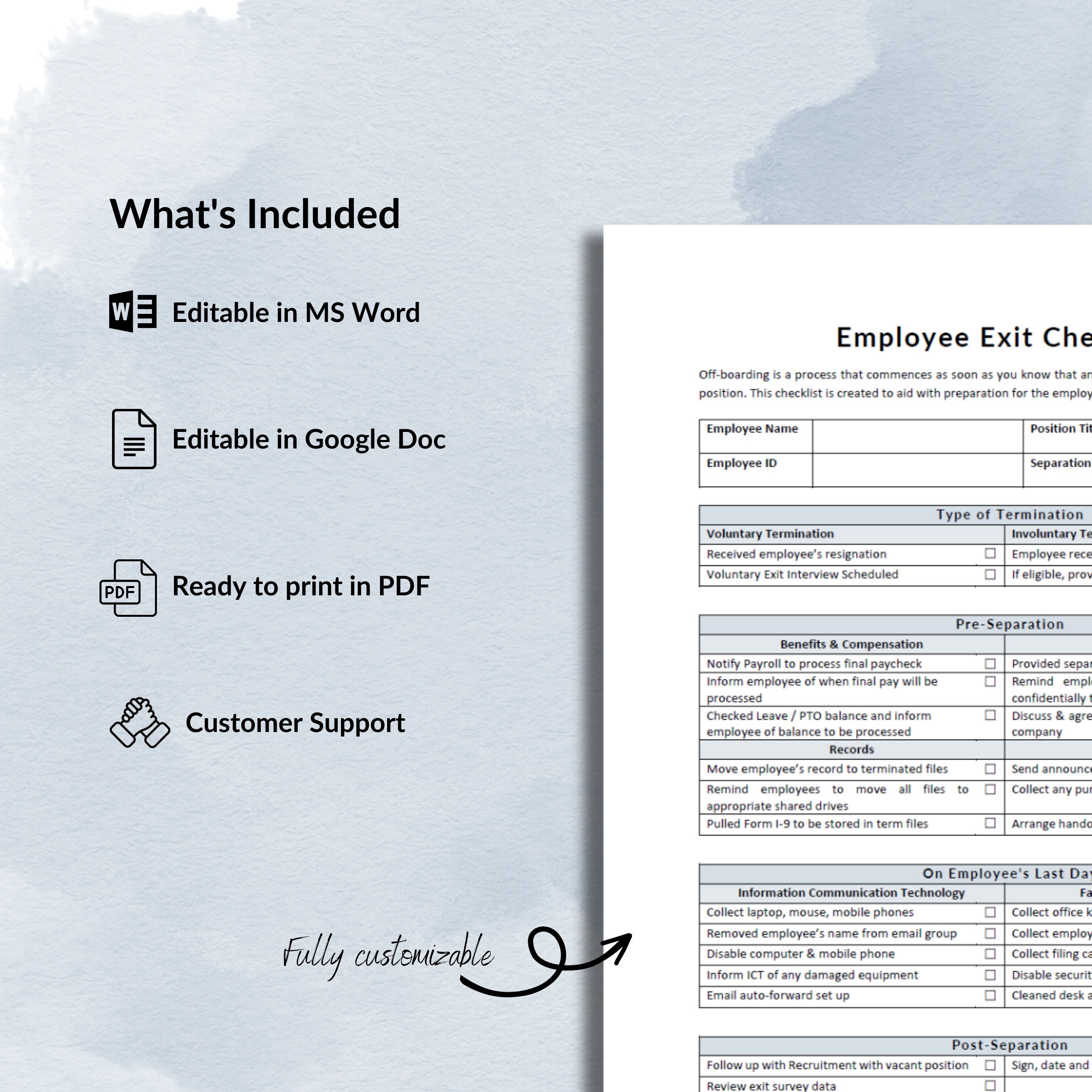 Exit Checklist Template Offboarding Checklist HR Tools - Etsy