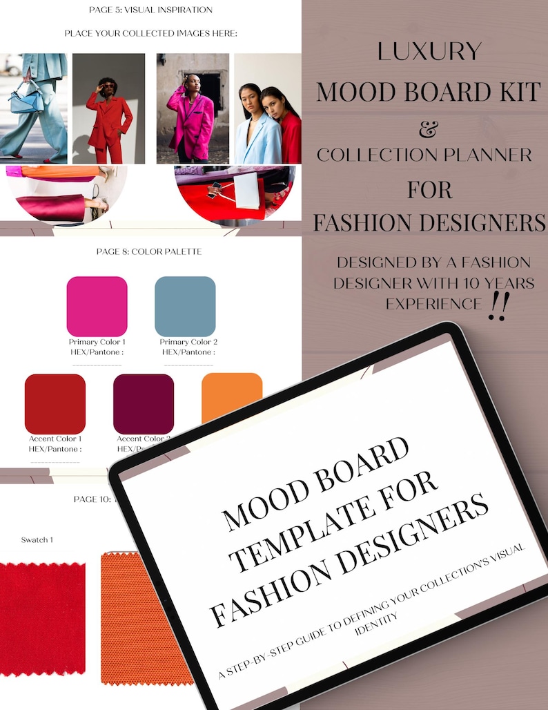 Luxury Fashion Mood Board Template for Collection Planning | Brand ...