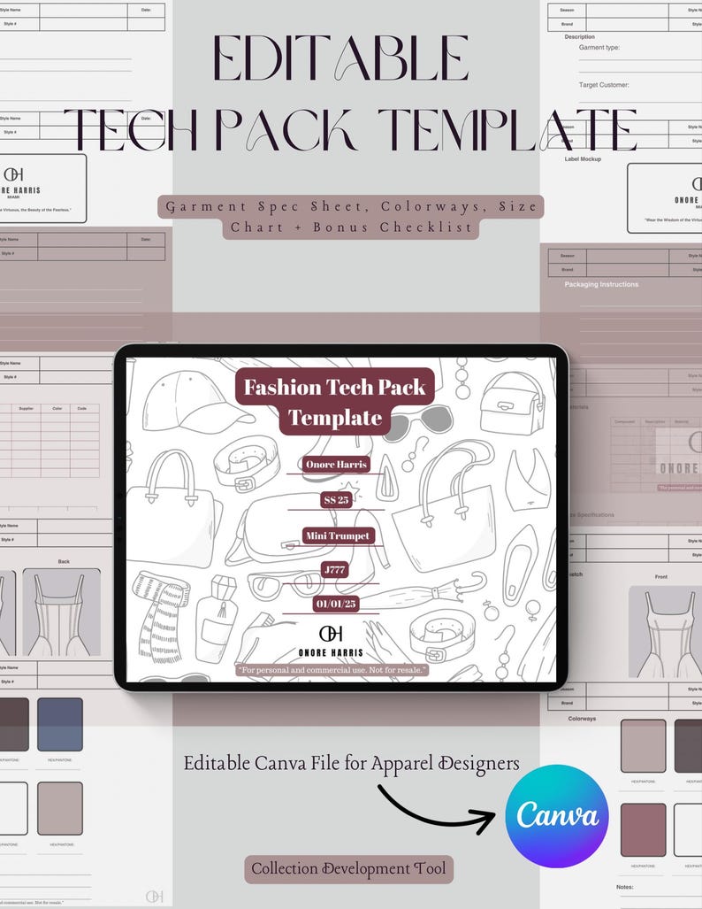 Editable Fashion Tech Pack Template | Canva Download for Designers ...