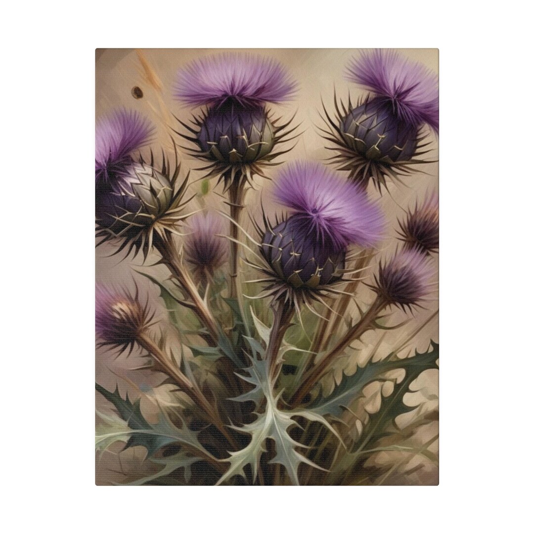 Canvas Wall Art, Scottish Thistles Decor, Matte Stretched Canvas, 0.75 ...