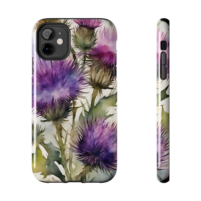 Scottish Thistle Watercolor Like Design Tough Phone Case, Protective ...