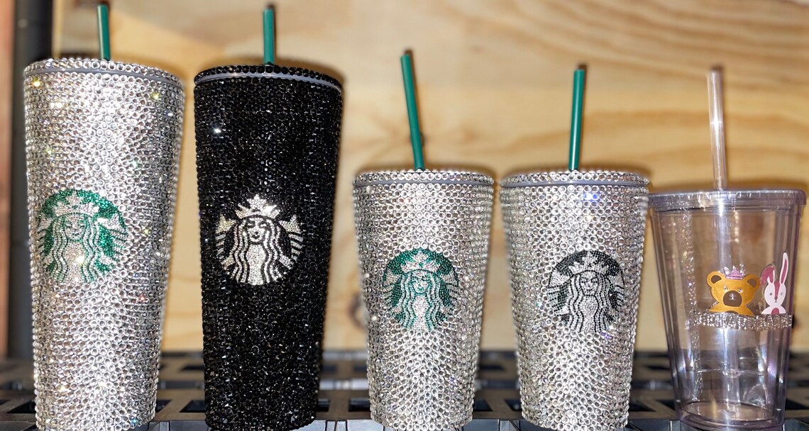 Black Starbucks Rhinestone Tumbler 24oz - Etsy