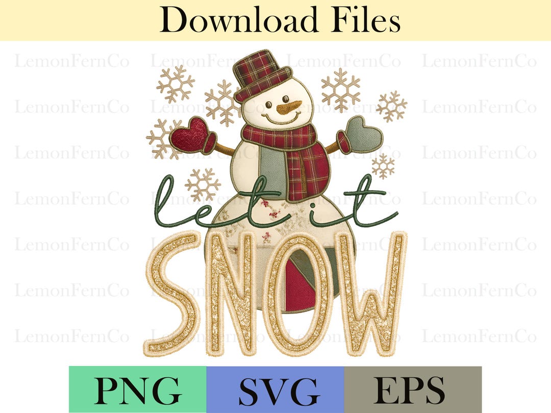 Let It Snow mit Schneemann: PNG SVG-EPS-Dateien (Digitaler Download ...