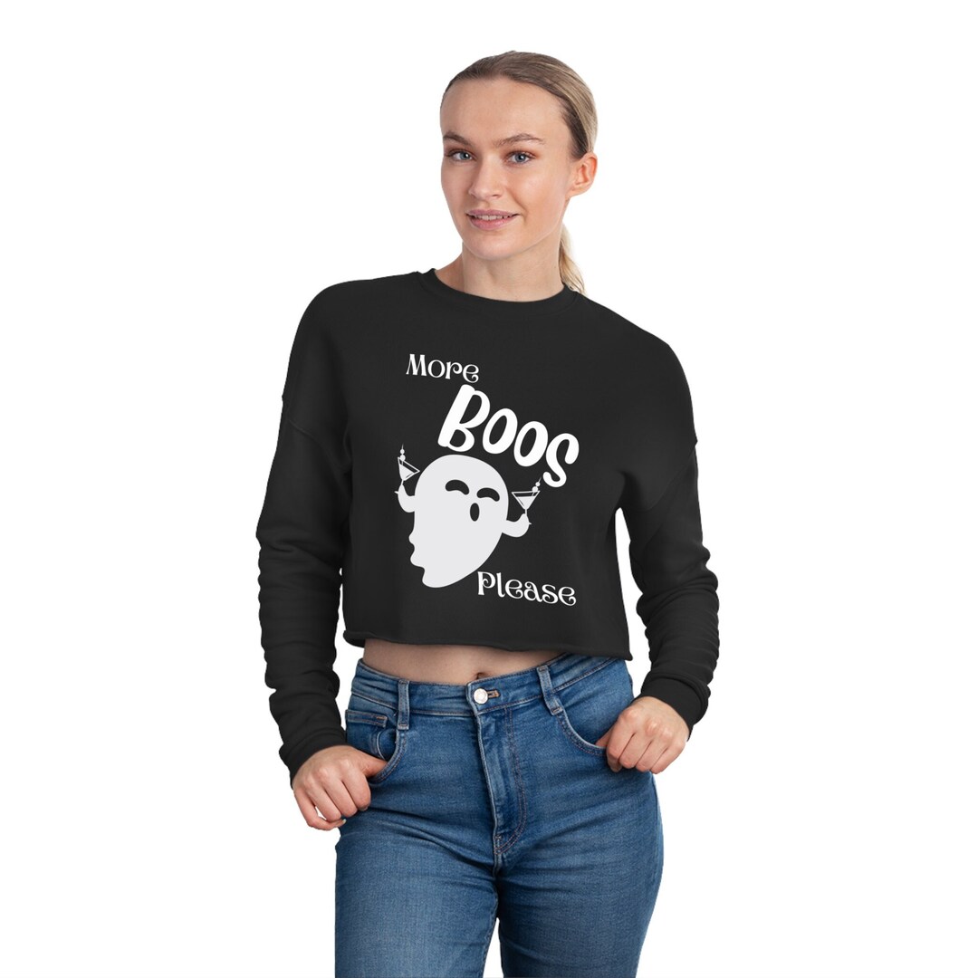 More BOOS Please Halloween Women's Cropped Hoodie Sweatshirt - Etsy