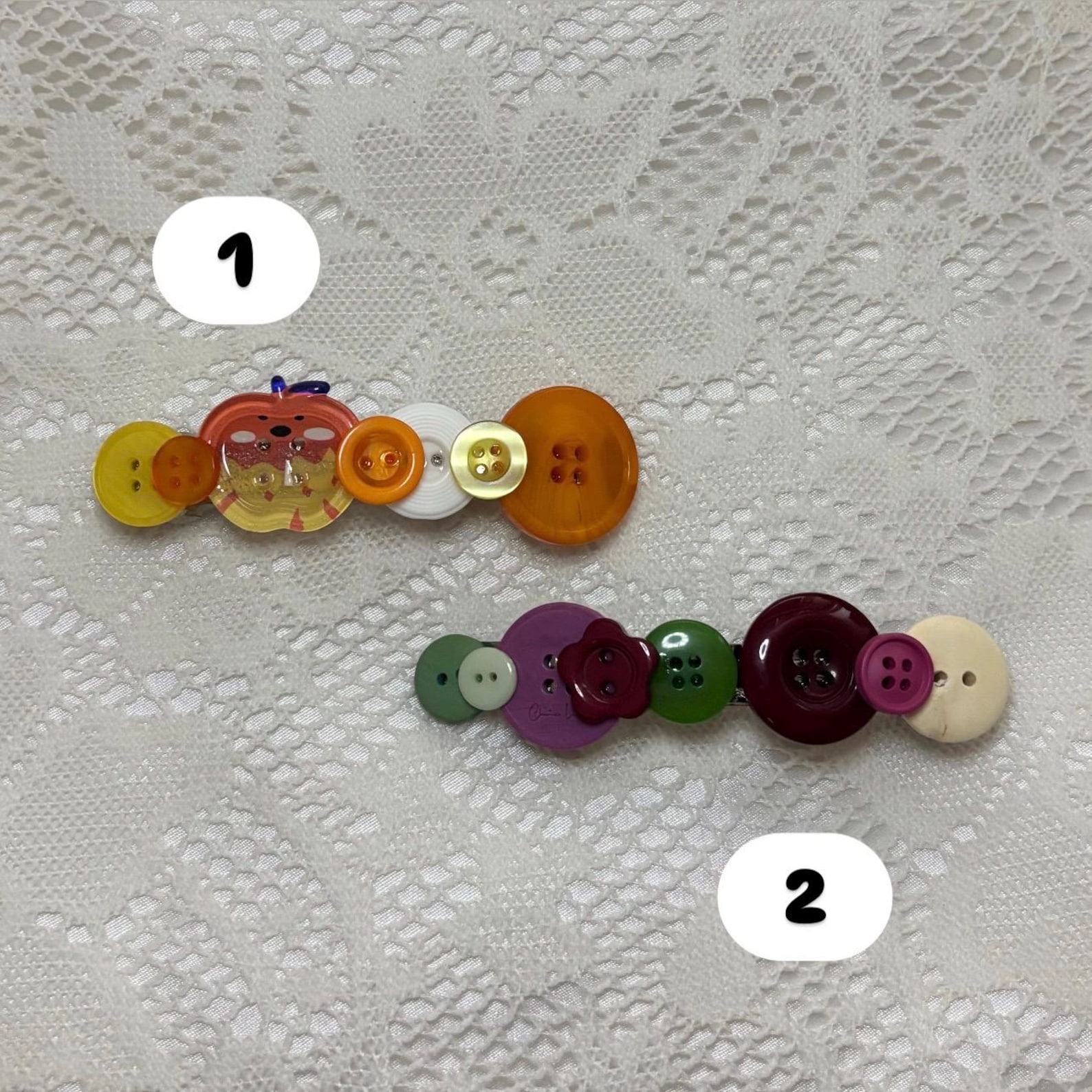 Handmade Pastel Button Hairclips - Fun Colored French Barrette Style ...