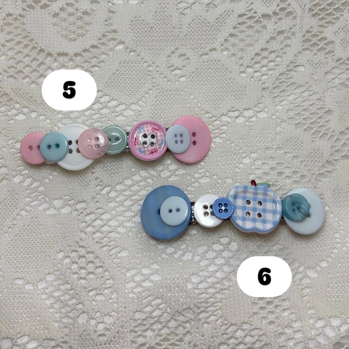 Handmade Pastel Button Hairclips - Fun Colored French Barrette Style ...