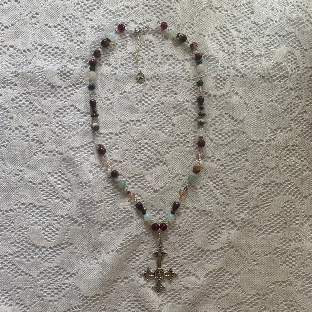 Utica Handmade Beaded Cross Necklace // Ethel Cain Inspired - Etsy