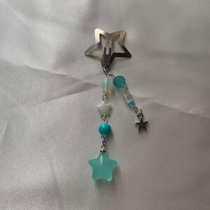 Beaded Star Hair Clip With Charm, Handmade Barrette Clips