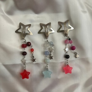 Beaded Star Hair Clip With Charm, Handmade Barrette Clips