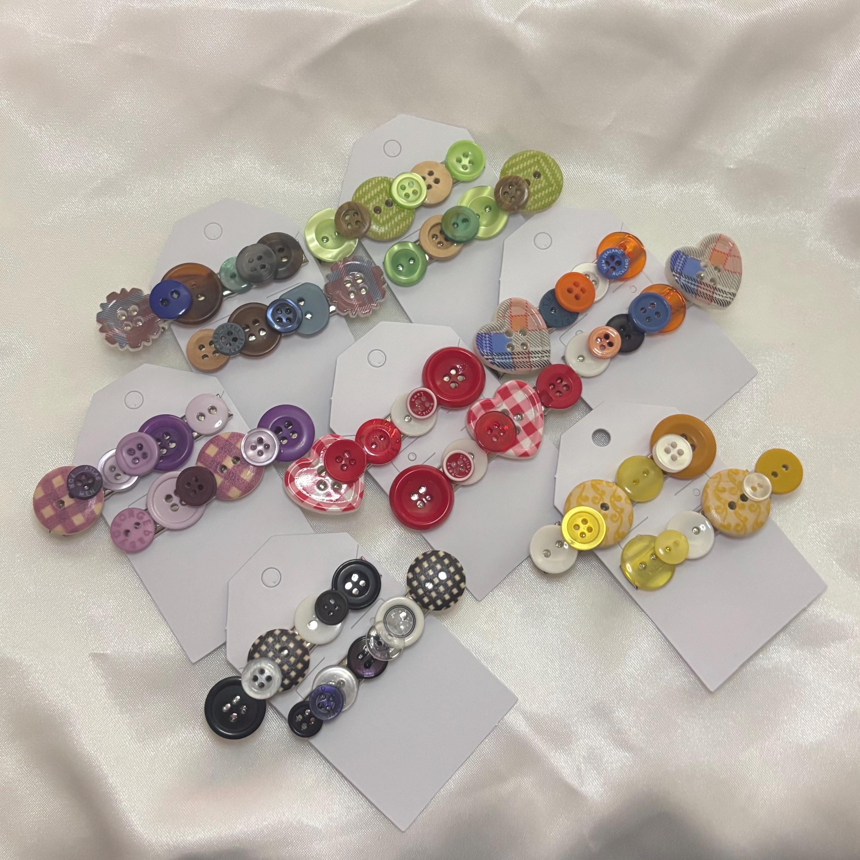 Button Hair Clip Duos ~ Alligator Style Clips With Buttons - Etsy