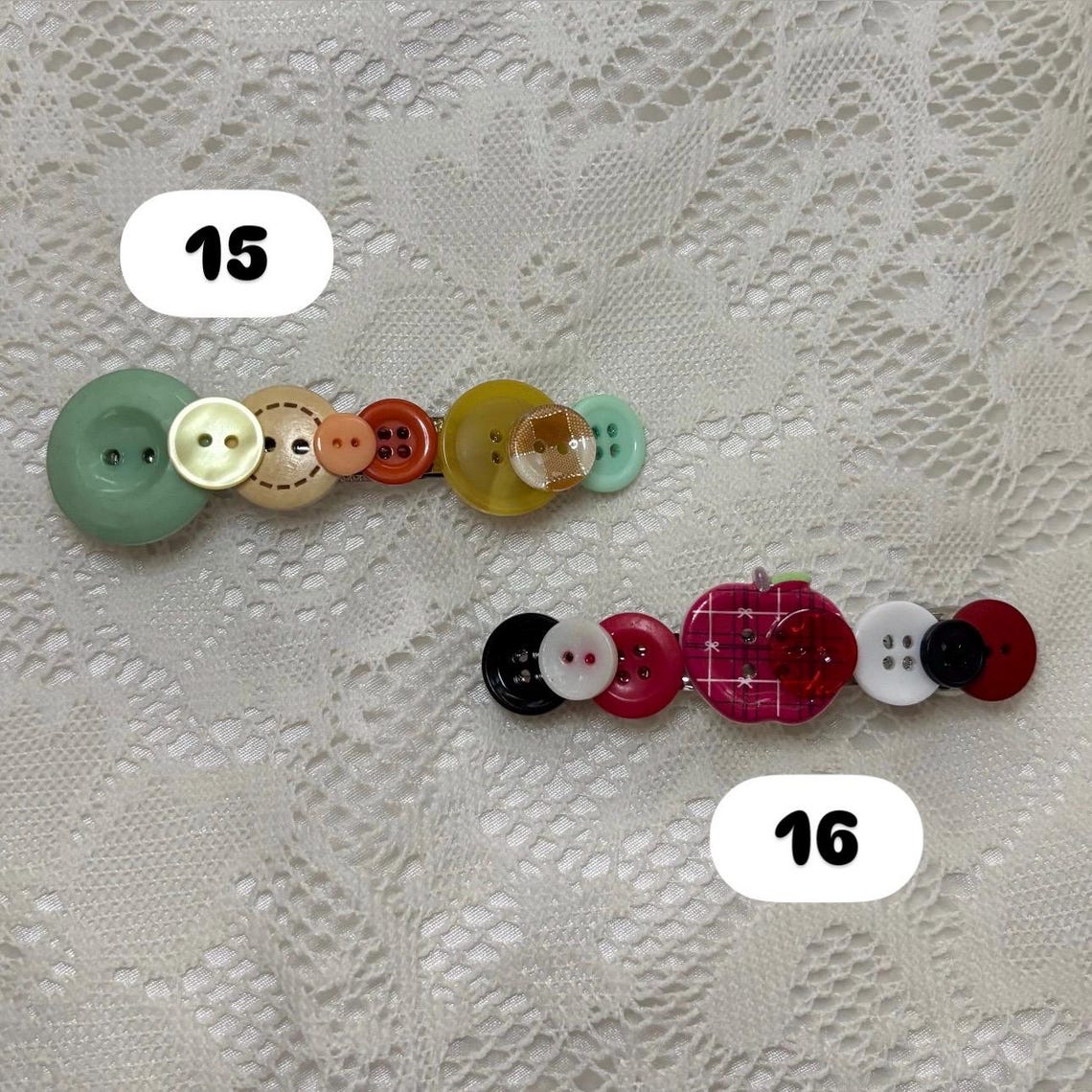 Handmade Pastel Button Hairclips - Fun Colored French Barrette Style ...