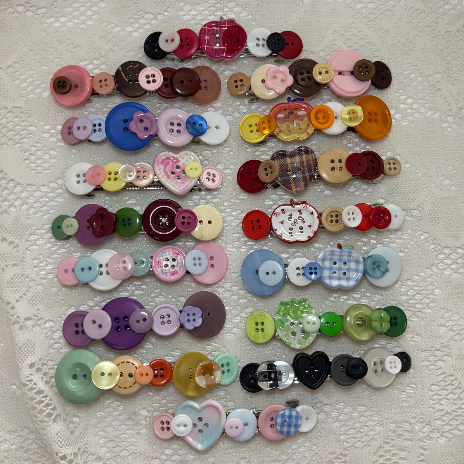Handmade Pastel Button Hairclips - Fun Colored French Barrette Style ...