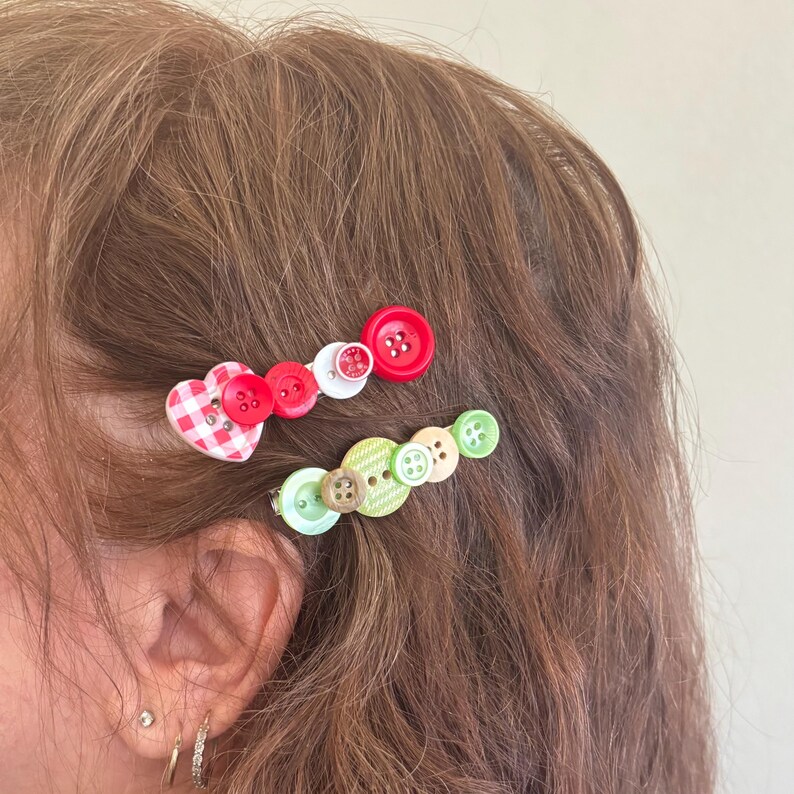 Button Hair Clip Duos ~ Alligator Style Clips With Buttons - Etsy