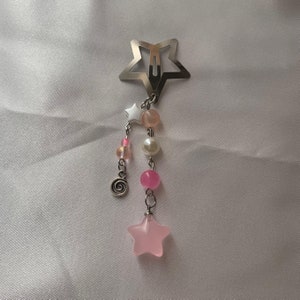 Beaded Star Hair Clip With Charm, Handmade Barrette Clips