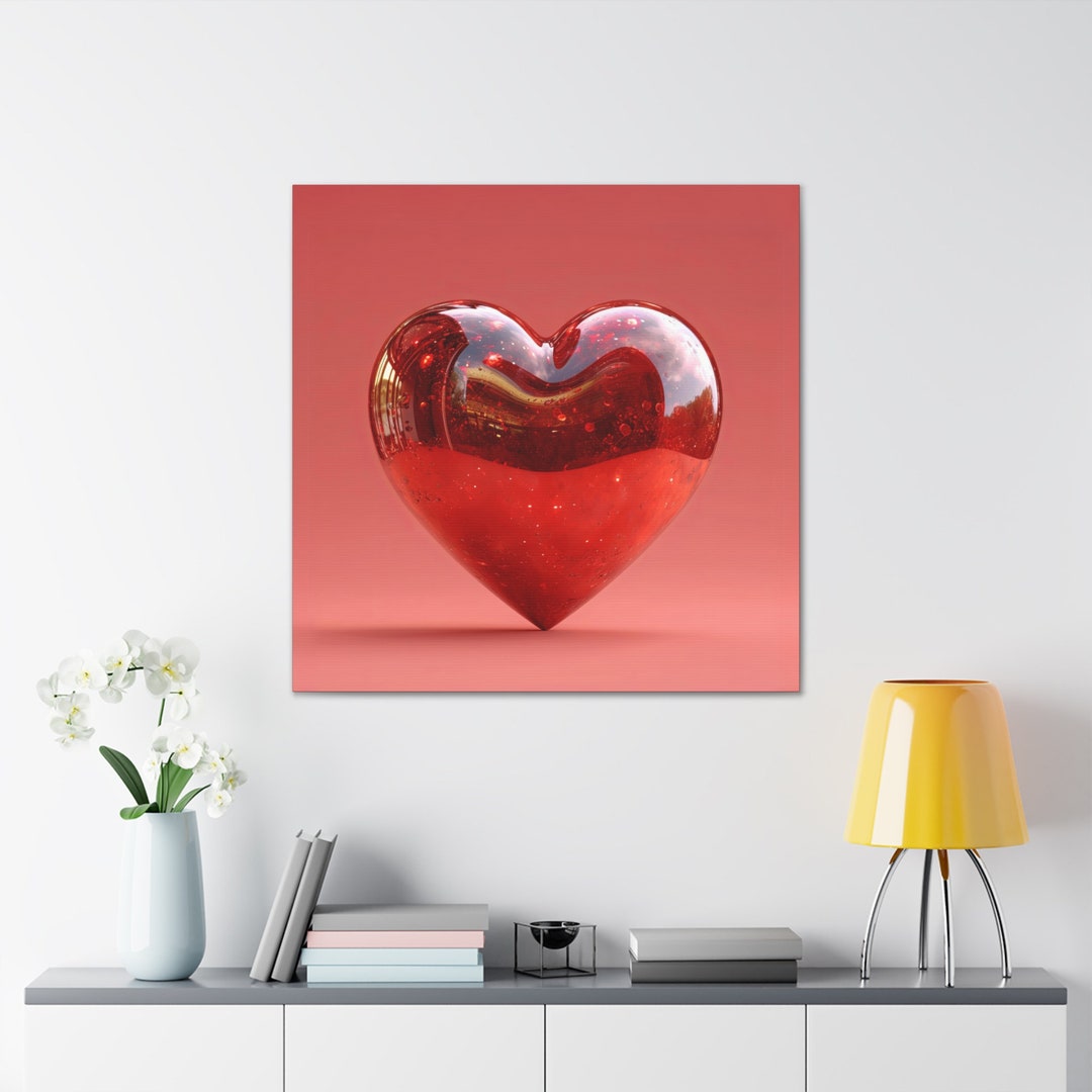 3D Red Heart Pop-out Art Canvas Gallery Wrap, Various Square Size ...