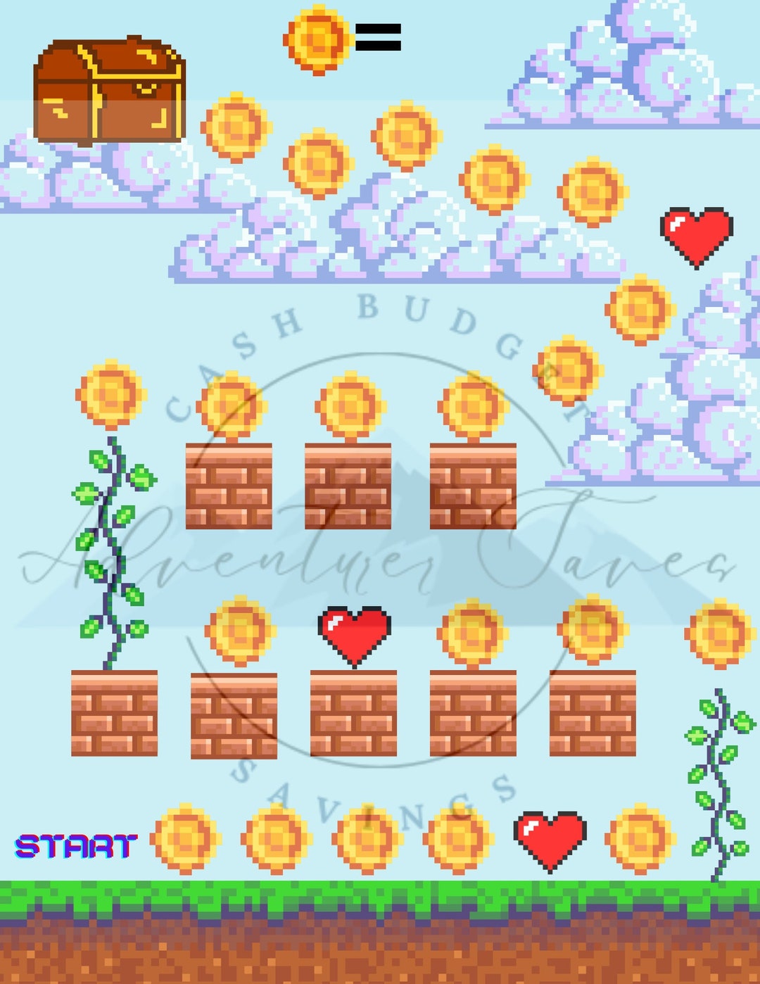 Pixel Video Game Savings Challenge Board Game - Etsy