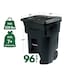 96 Gallon Black Plastic Wheeled Trash/garbage Can With Lid for ...