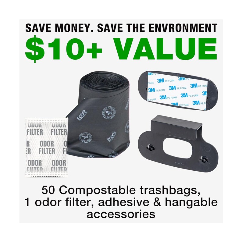 Odorless 1 Gallon Stainless Steel Kitchen Compost Bin With 50 ...