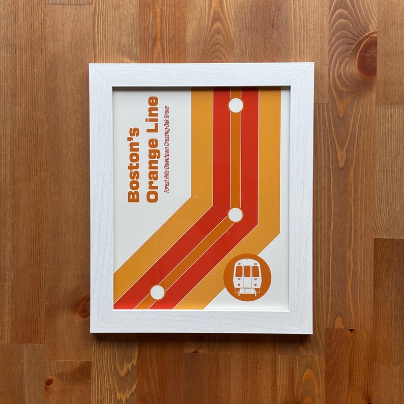 Boston Subway Poster | Blue, Green, Red, Orange Line Trains, MBTA, the ...