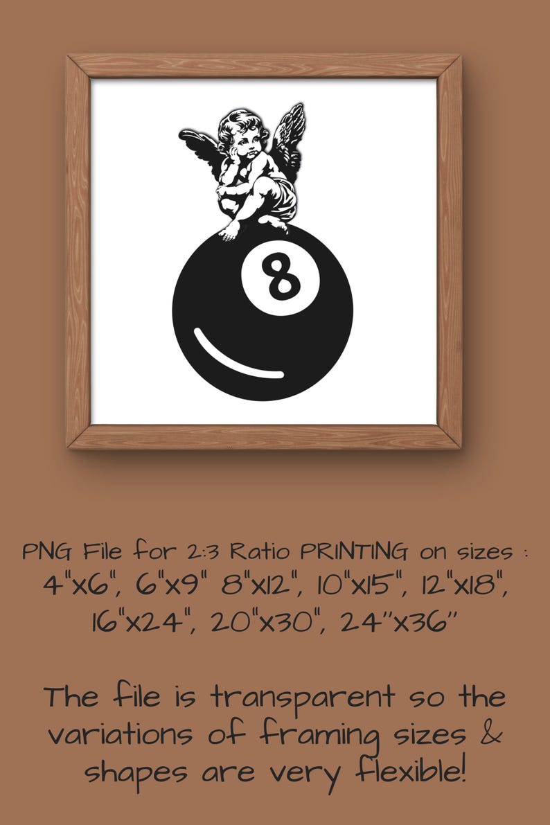 8 Ball Cherub Digital Print, Retro Lucky Angel Poster, Funky Y2K ...