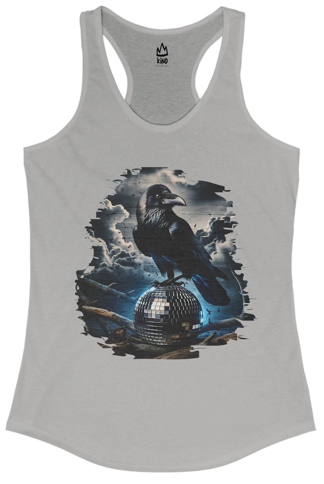 Disco Ball Goth Bird Top, Raven Weirdcore Tanktop, 70s Vintage Black ...