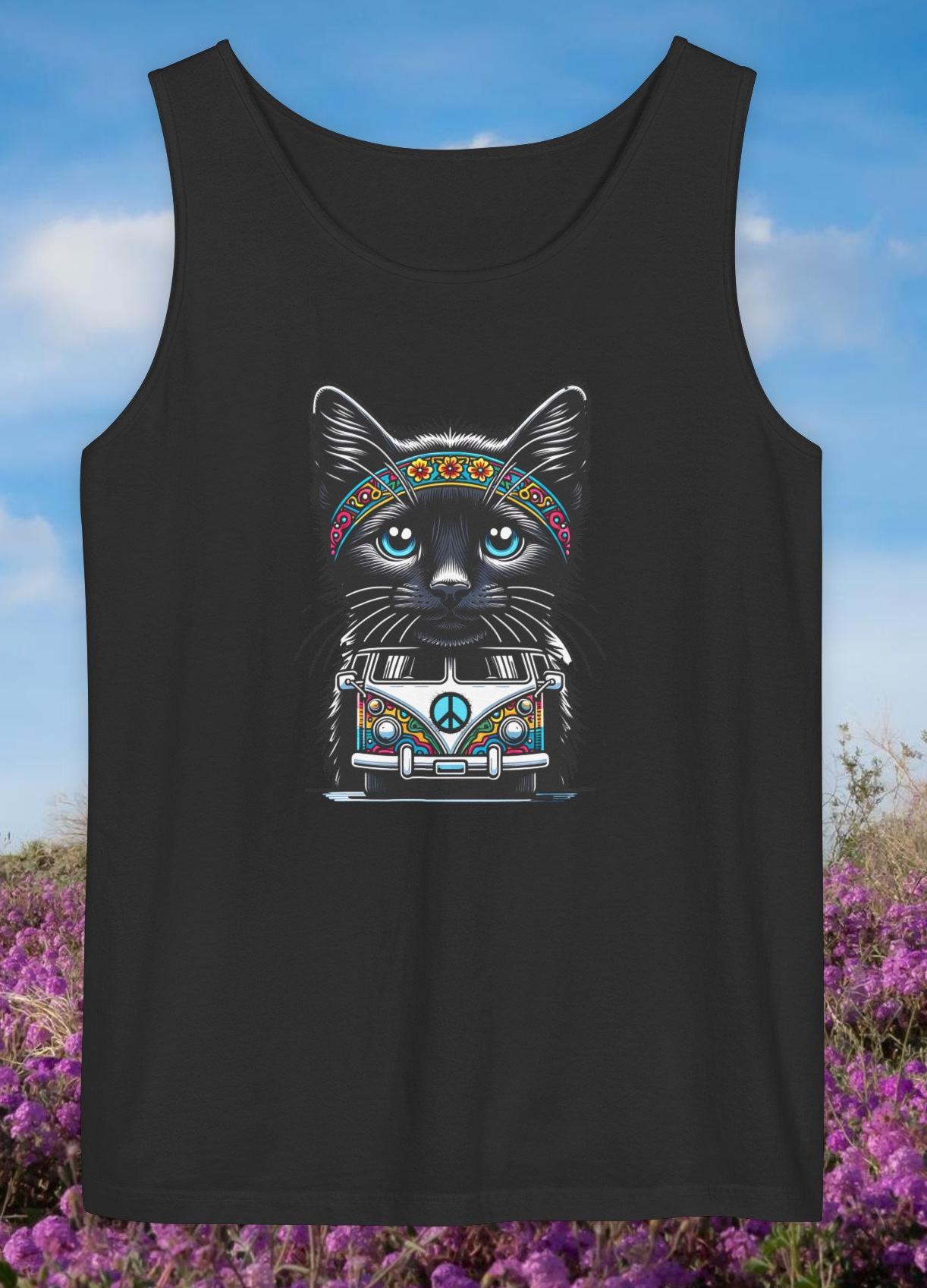 Kitten Hippie Tank Top, Rainbow Peace Van, Crazy Cat Lady Gift - Etsy