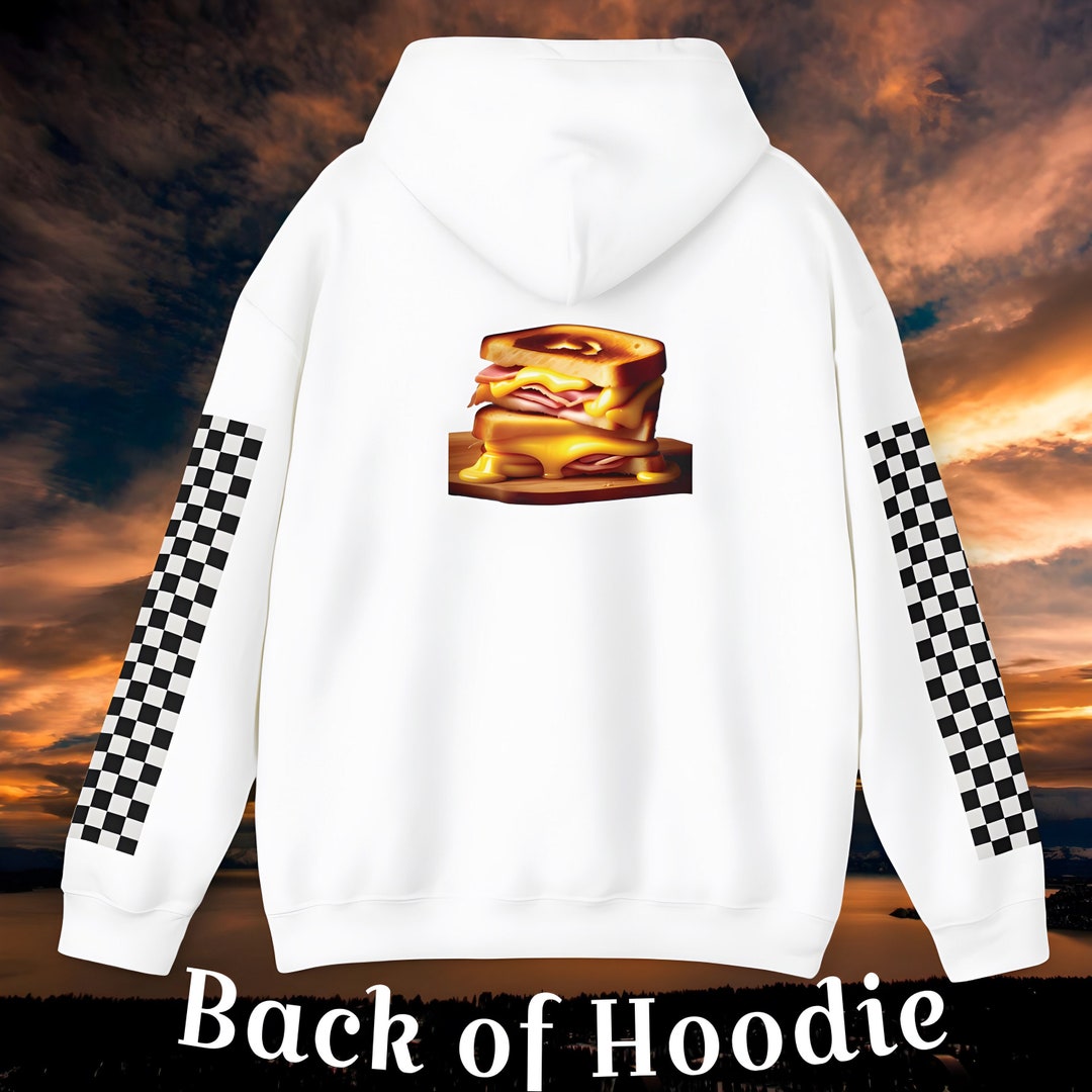 CHECKERBOARDED GRILLED CHEESE Front, Grilled Ham & Cheese Back W ...