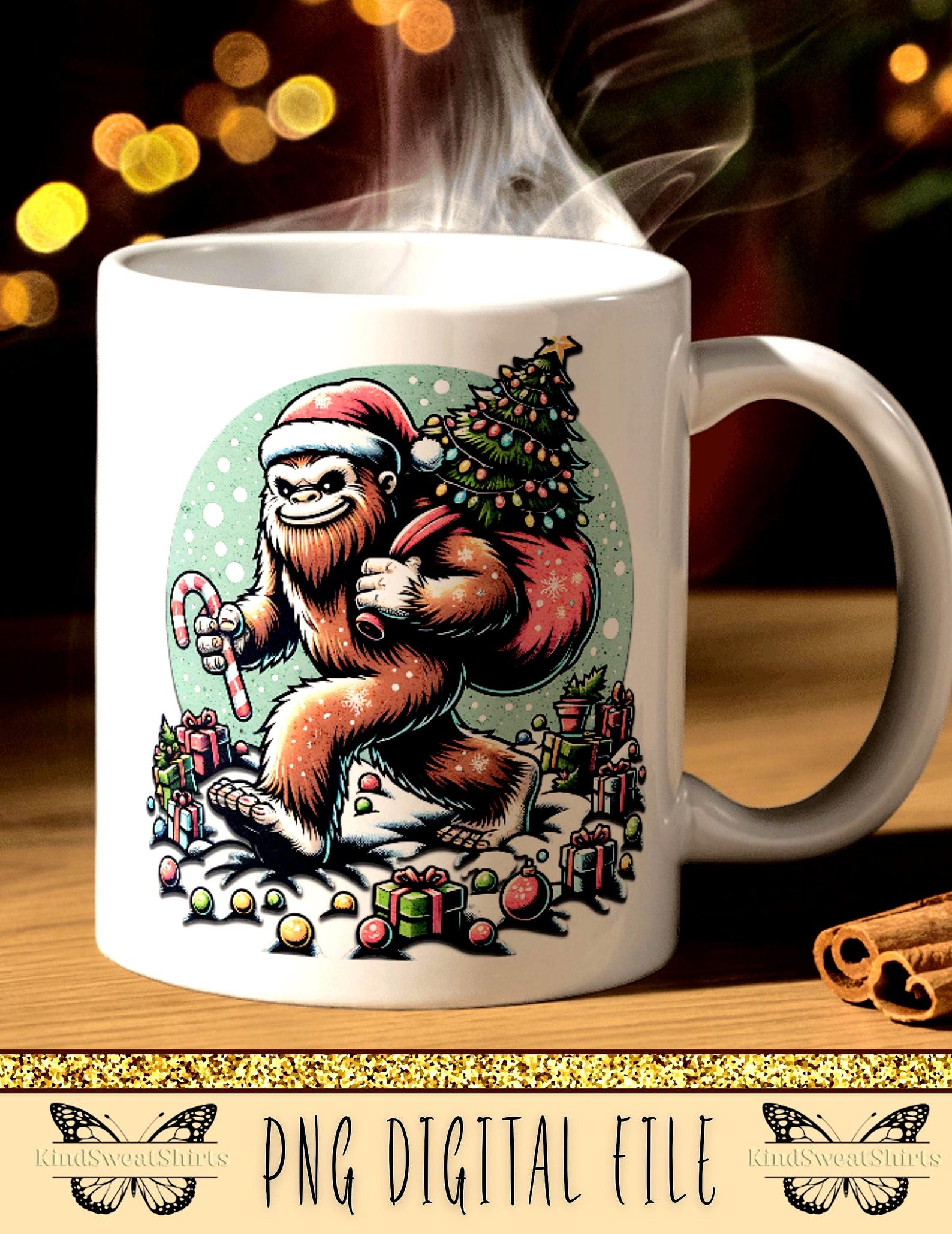 Christmas Bigfoot PNG Instant Digital Download - Holiday Cryptid PNG ...