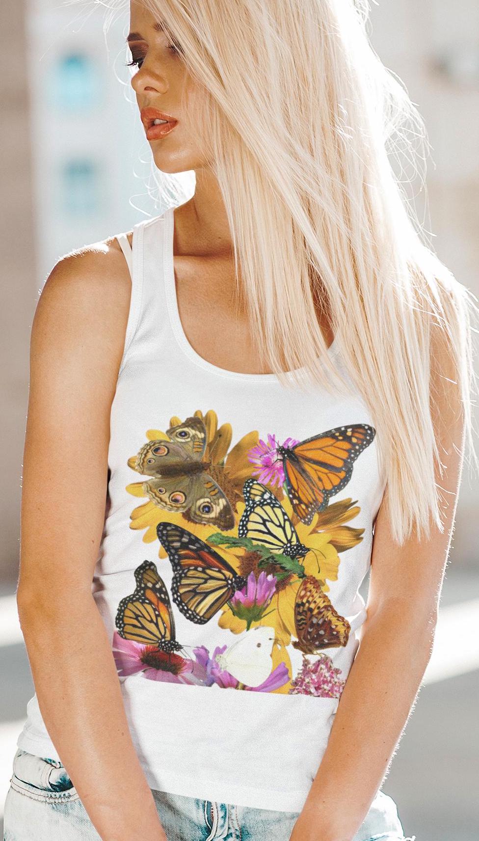 Butterflies Tank Top, Monarch Butterfly Shirt, Buckeye Butterfly Flower ...