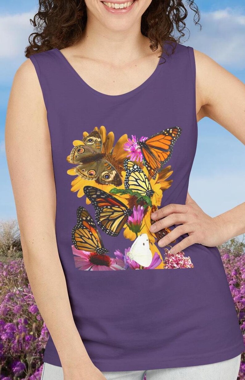 Butterflies Tank Top, Monarch Butterfly Shirt, Buckeye Butterfly Flower ...