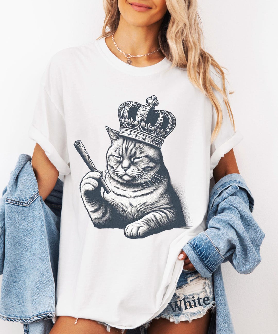 King Royal Crowned 420 Ginger Cat Comfort Color Tee - King Kitty Blunt ...