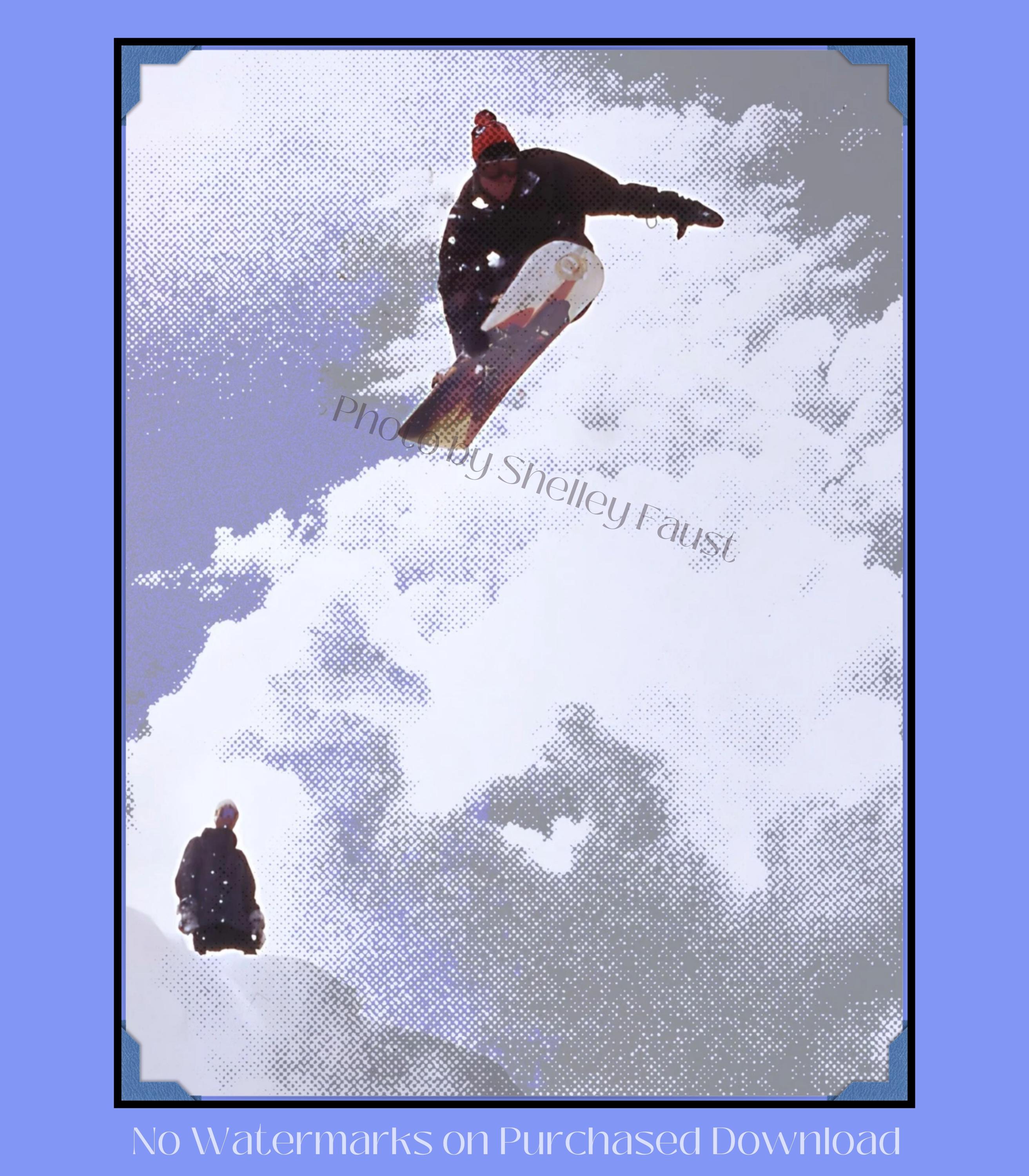 90's Extreme Snowboard Image Epic Big Air Poster Style Halftone Effect ...