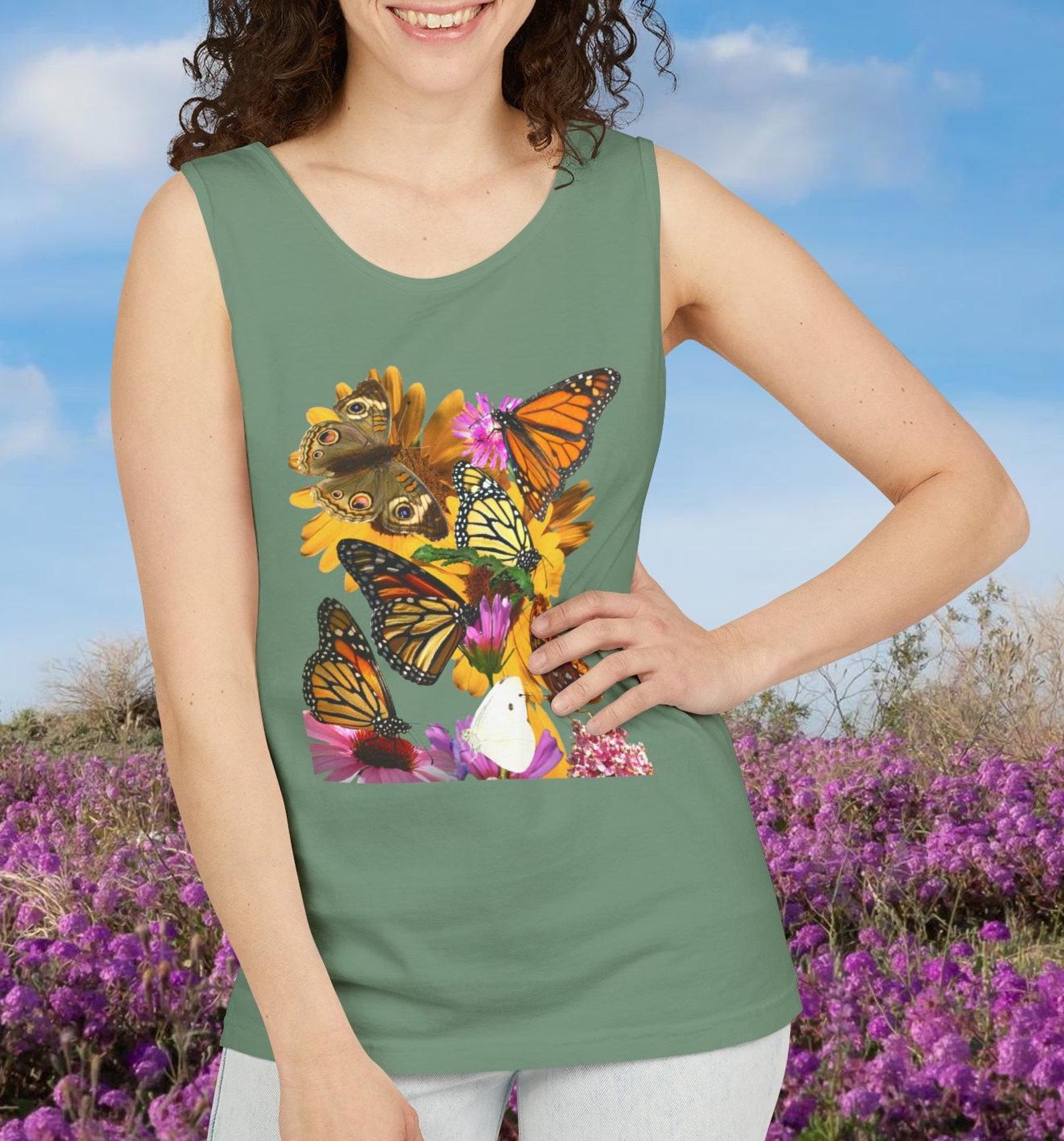 Butterflies Tank Top, Monarch Butterfly Shirt, Buckeye Butterfly Flower ...