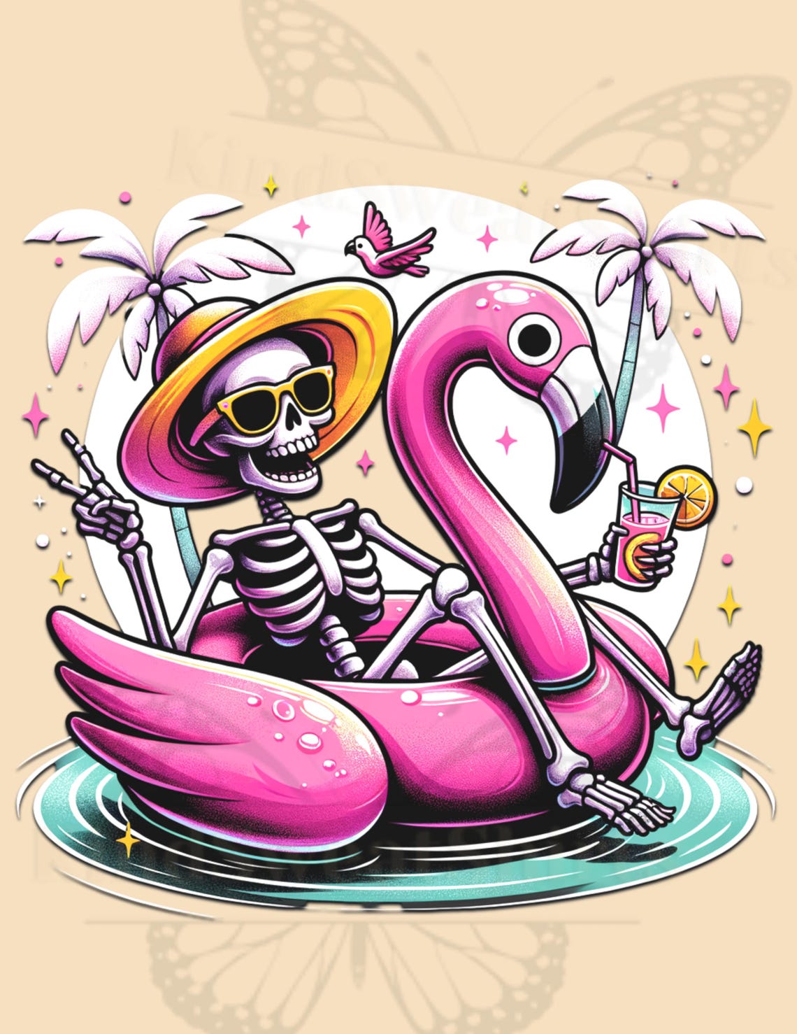 Summerween Tropical Skeleton Flamingo PNG Instant Digital Download ...