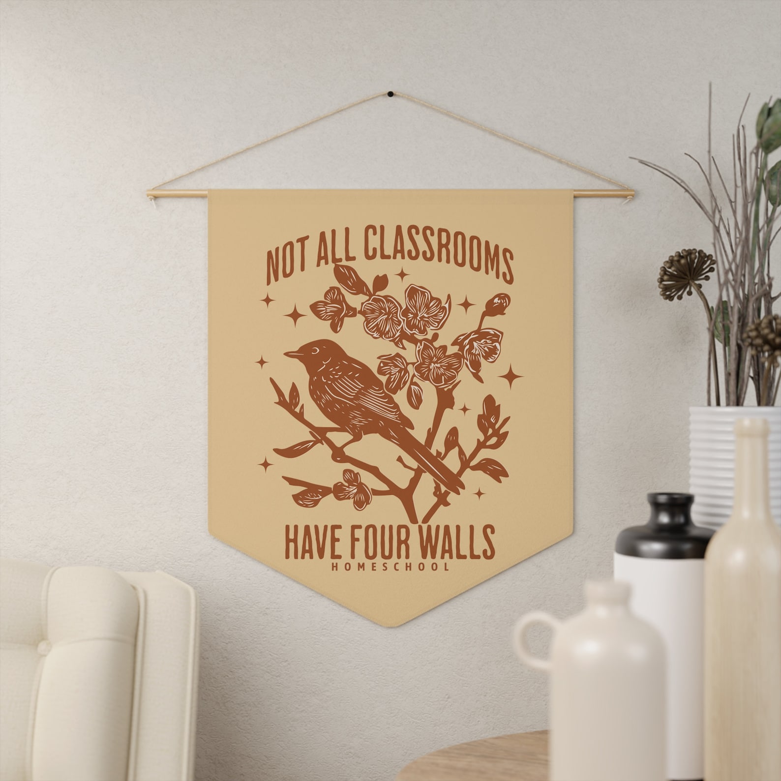 Not All Classrooms Have Four Walls Wall Hanging, Homeschool Pennant ...