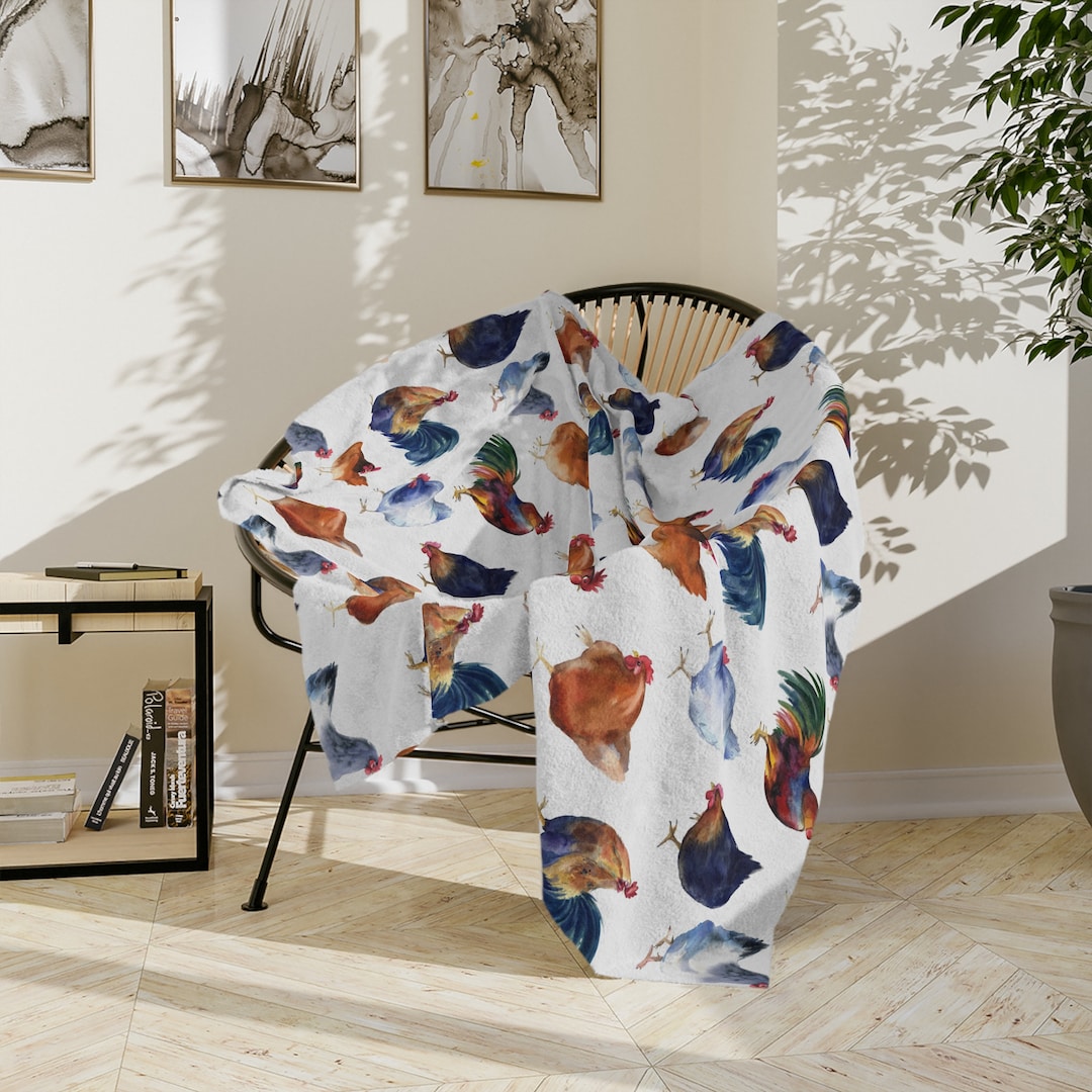 Chicken Blanket, Farmhouse Blanket, Chicken Mom Gift, Farm Blankets ...