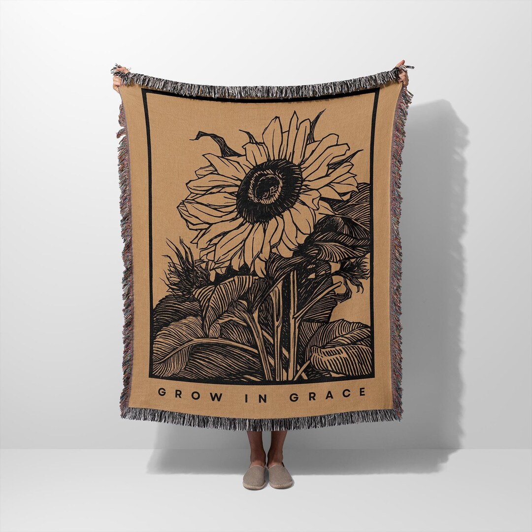 Grow in Grace Woven Blanket, Christian Tapestry, Religious Blanket ...