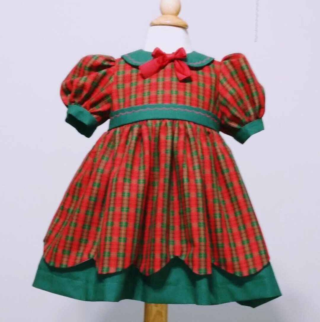 12 Month Baby Girls, Red Tartan Plaid Dress. Birthday , Party Dress ...